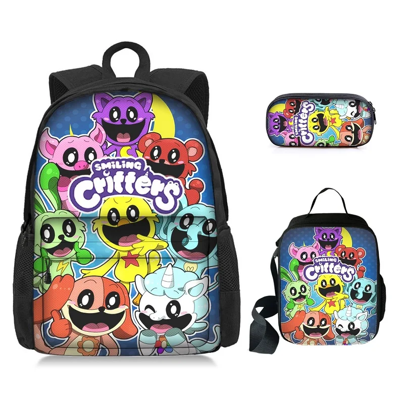 3pcs-set-Smiling-Critters-Backpack-Shoulder-Bag-Pencil-Case-3D-Anime ...