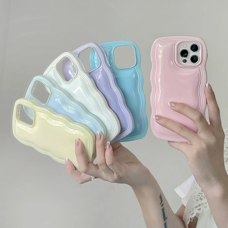 Cute-Cartoon-Candy-Color-Wave-Frame-Korea-Phone-Case-For-iPhone-14-13 ...