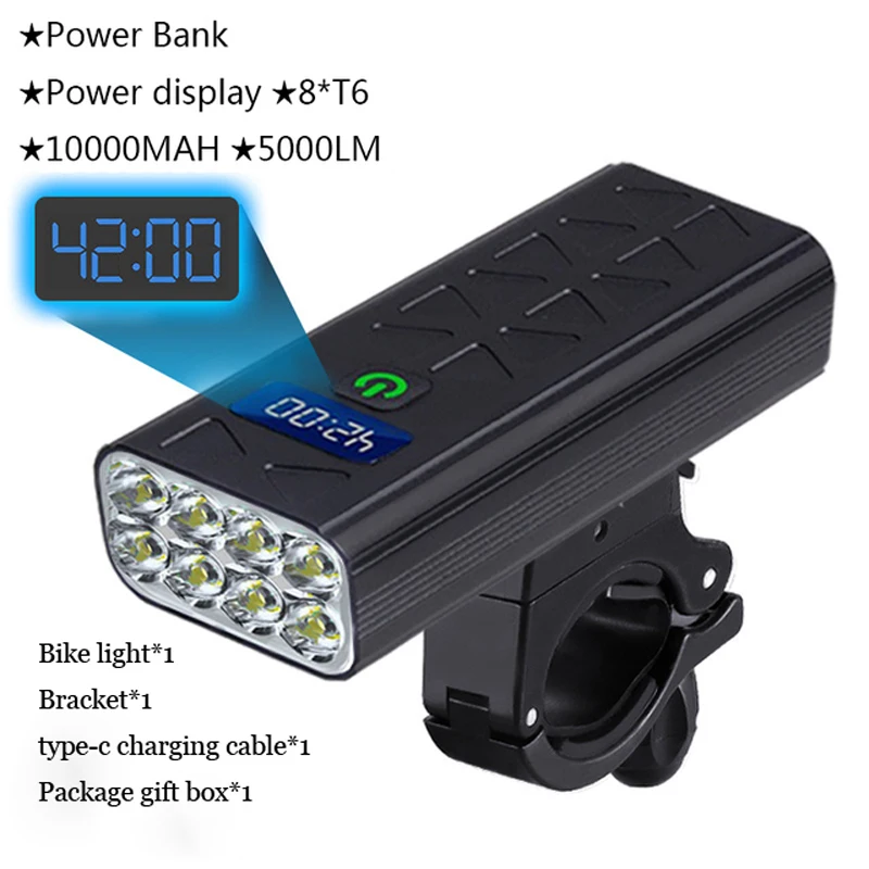 10000mAh-Bicycle-Light-8-T6-LED-Bike-Light-USB-Rechargeable-bike ...