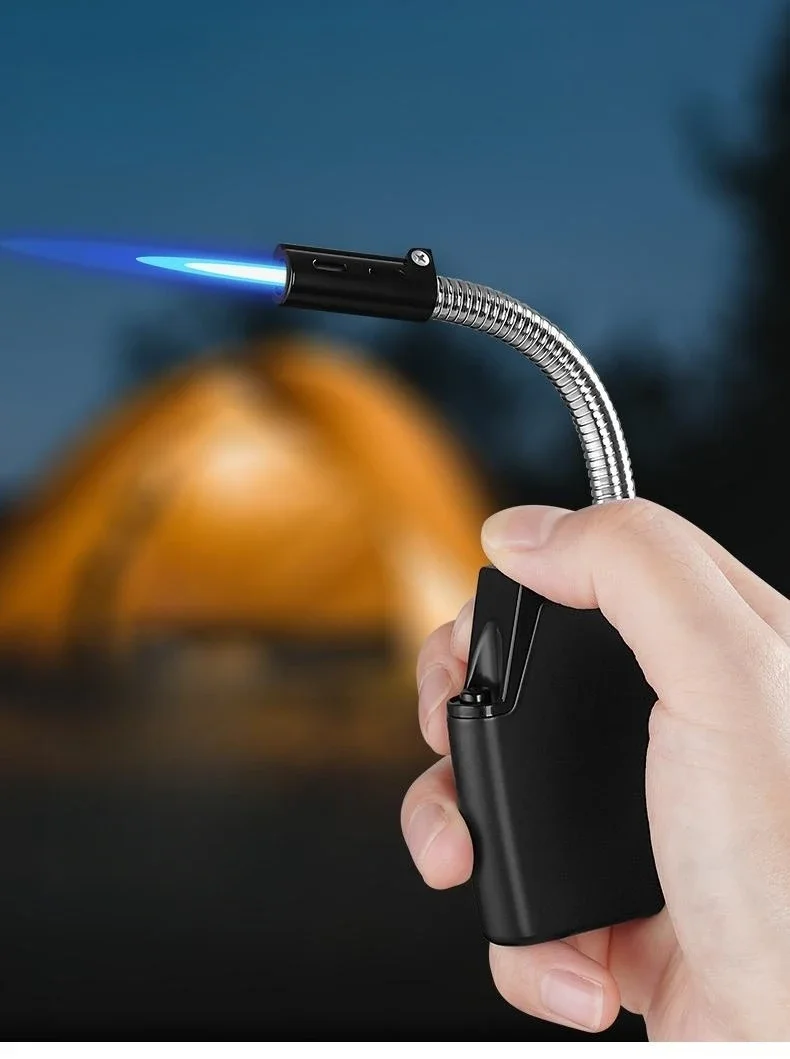 Metal Folding Hose Blue Flame Lighter Outdoor Windproof Portable ...