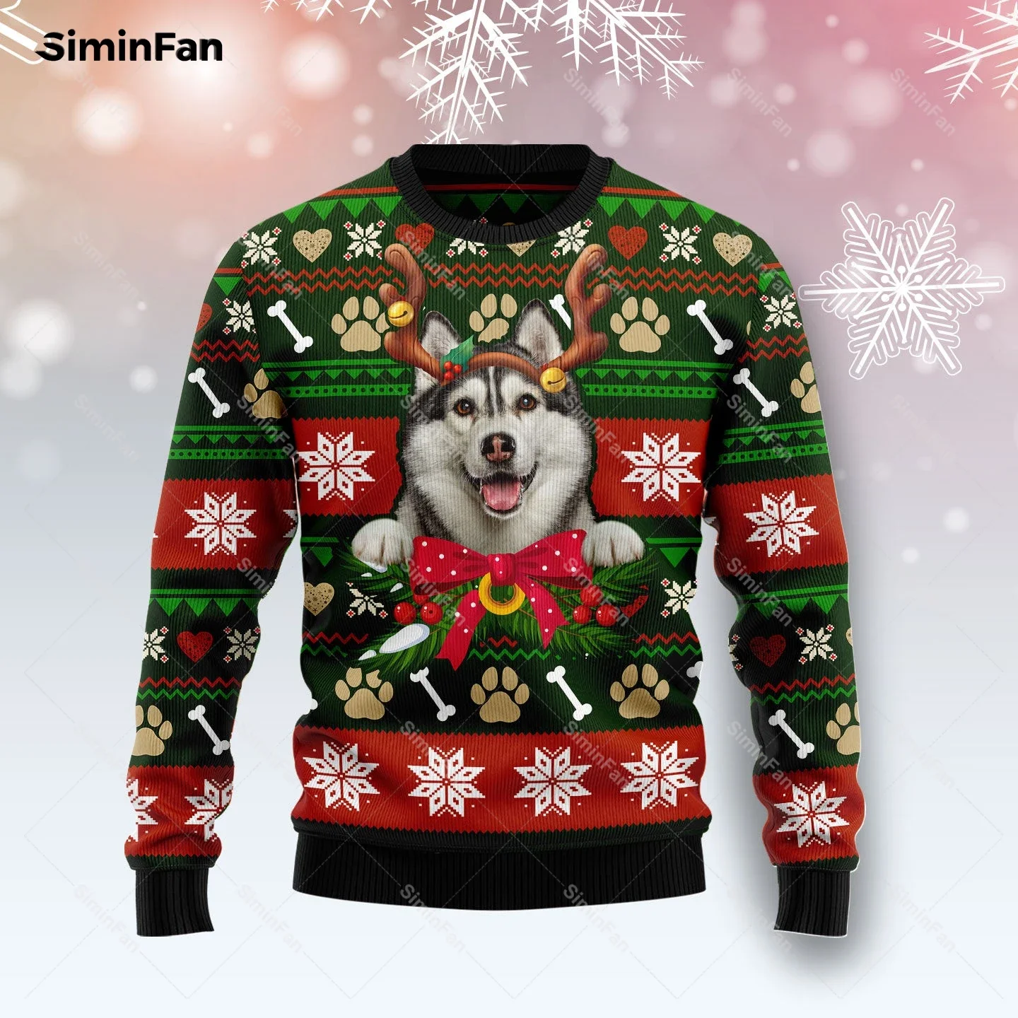 Siberian-Husky-Funny-Christmas-Sweater-3D-Printed-Men-Pullover-Casual ...