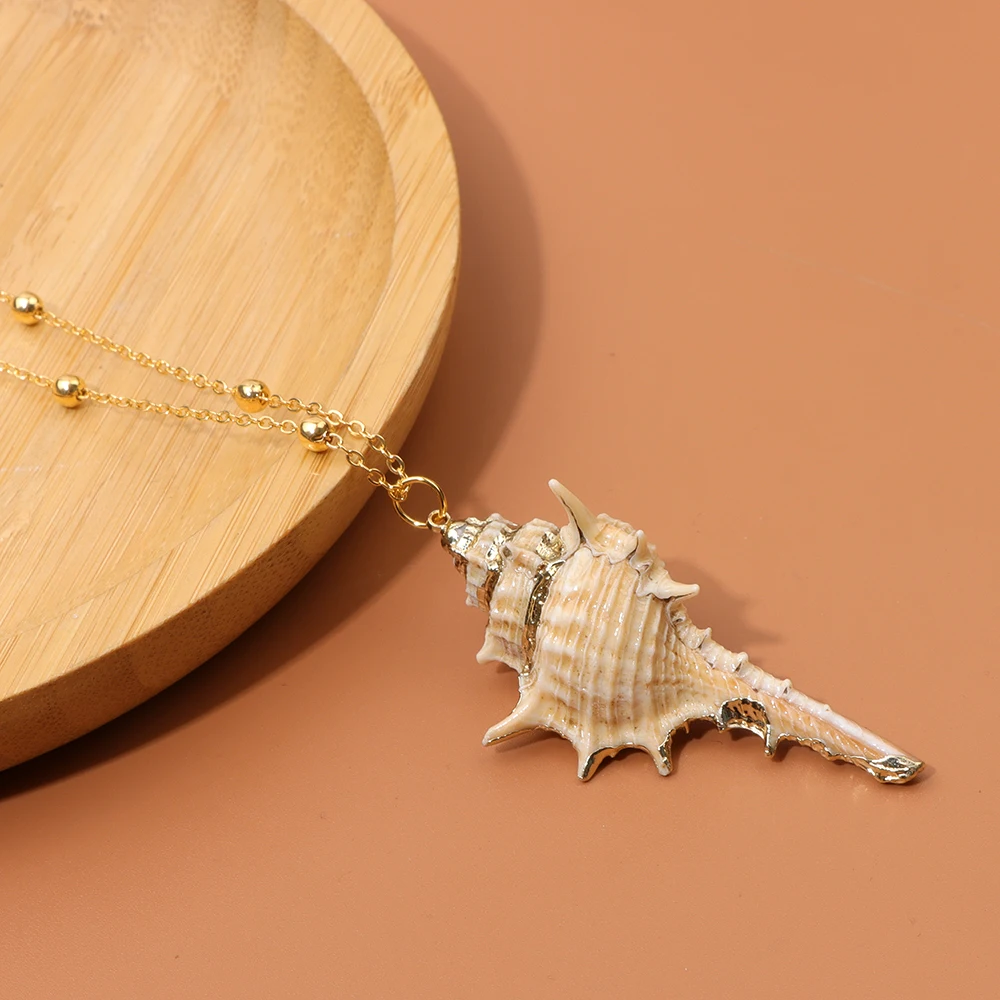 Natural Shell Conch Necklace Bohemian Sea Beach Adjustable Chain ...