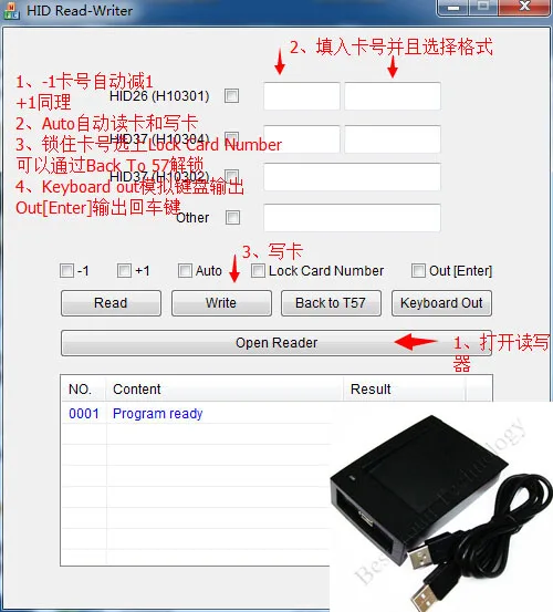125KHz T5577 reader writer for HID cards T5577 tags ID card scanner ...