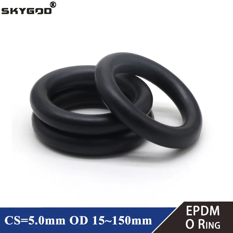 10Pcs EPDM o Rings CS 5mm OD 15 ~ 150mm Acid and Alkali Resistance ...