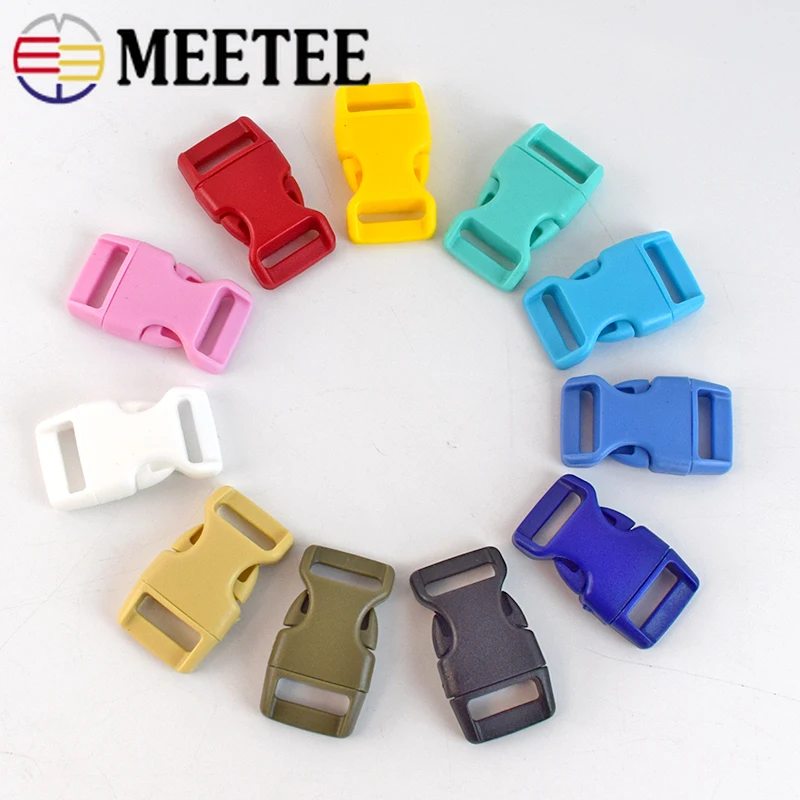 40pcs Meetee 10/15mm Colorful Plastic Curved Side Release Buckle Clasps ...