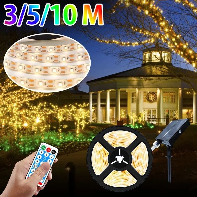 Solar Powered Led Strip Light 1/2/3/4/5m Outdoor Rgb 2835 Flexible ...