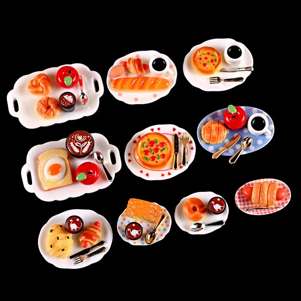1:12 Dollhouse Miniature Food Pizza/egg/Spoon/Cake /Drink Bread ...