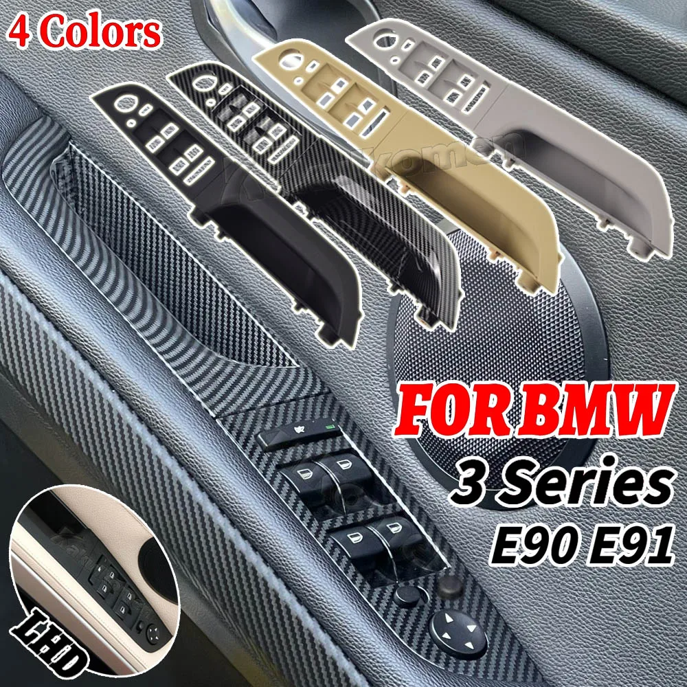 LHD Front Left Driver Door Armrest Cover Panel Trim Pull Handle For BMW ...