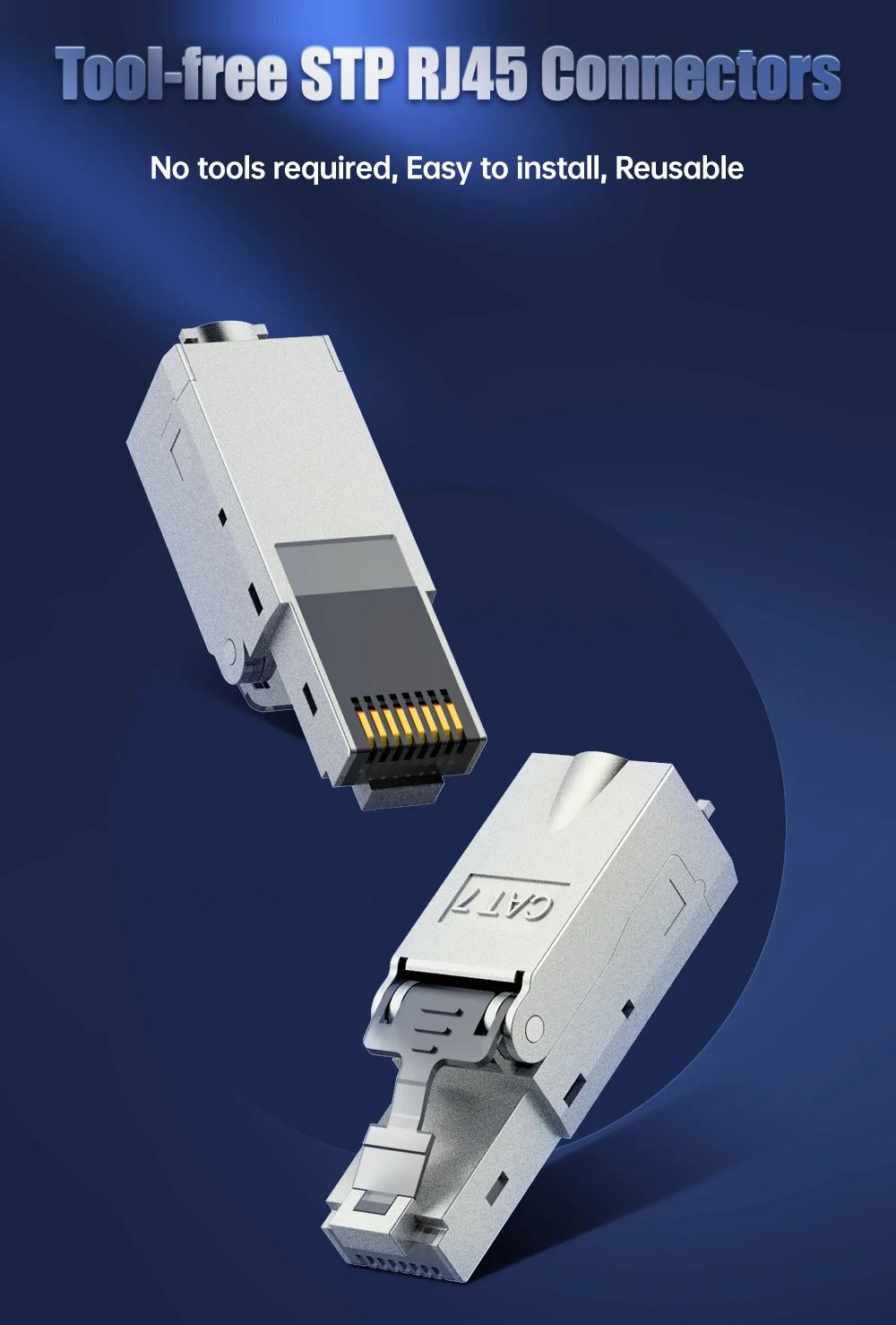 CAT8 STP RJ45 Connector CAT7 CAT6A Reusable Ethernet Termination ...