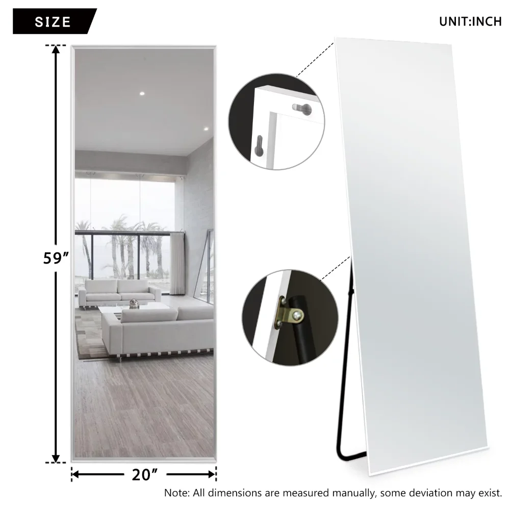 NeuType Full Length Rectangular Standing Floor Mirror with Aluminum ...