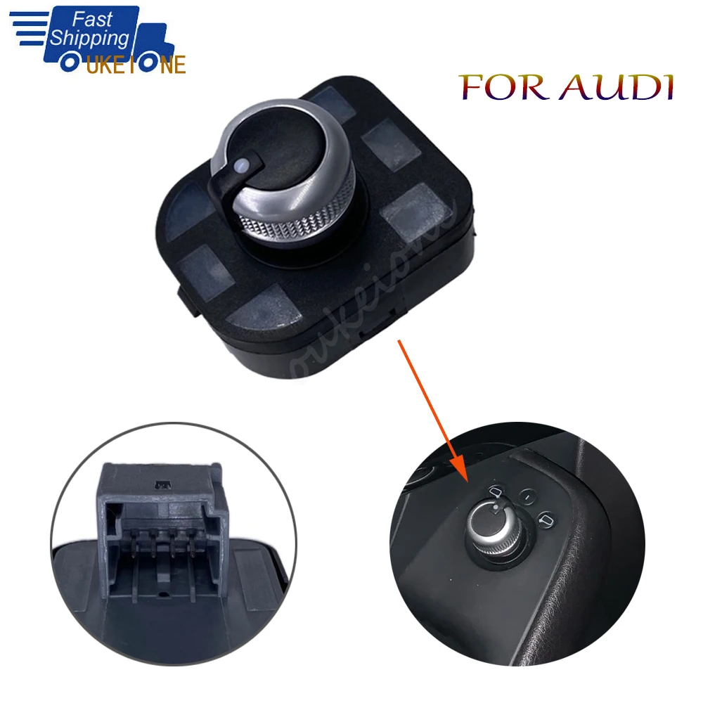 For Audi A3 A4 S4 S6 A6 Q7 R8 2001-2012 Chrome Side Mirror Control Knob ...