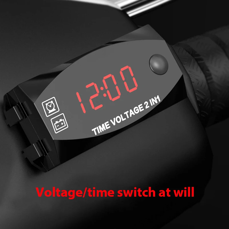 2-In-1-Universal-Motorcycle-Electronic-Clock-Voltmeter-IP67-Waterproof ...