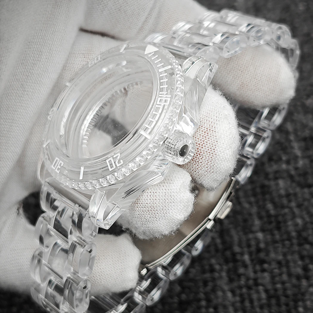 40mm-Transparent-Watch-Case-20mm-Watch-Bands-Set-Green-Luminous-Acrylic ...