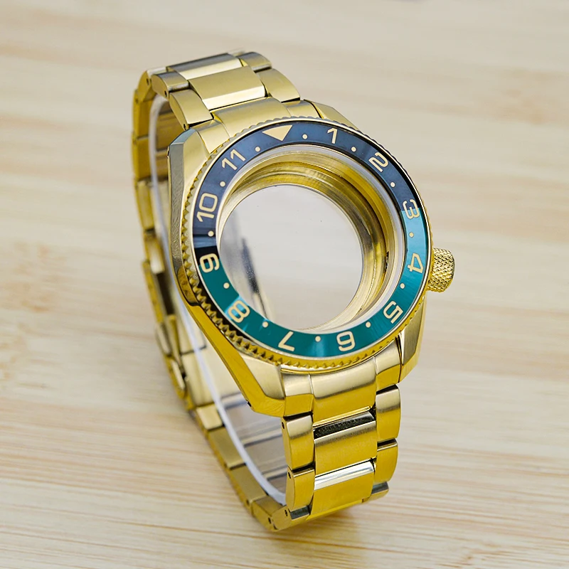 Gold SPB185 Watch Cases With Watch Band Bezel Insert Transparent Watch ...