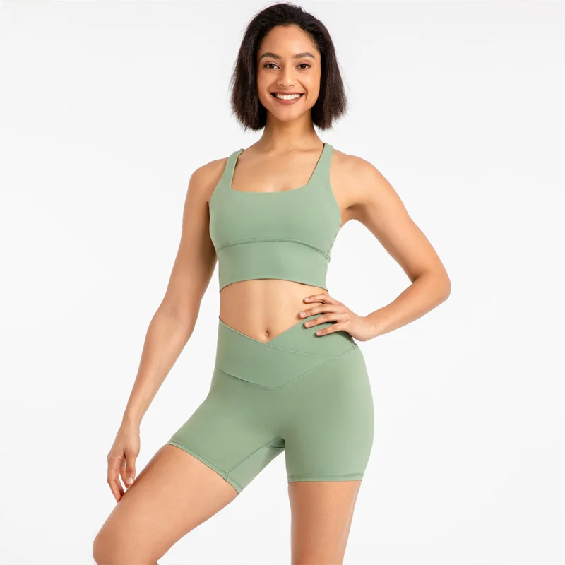 17Colors-2Pcs-Set-Workout-Yoga-Shorts-Sets-Women-Sportswear-Cross-Strap ...