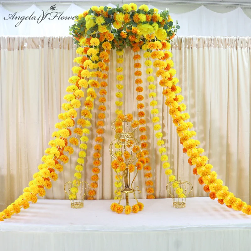 Indian Diwali Wedding Backdrop Decor, Artificial Marigold Flower String ...