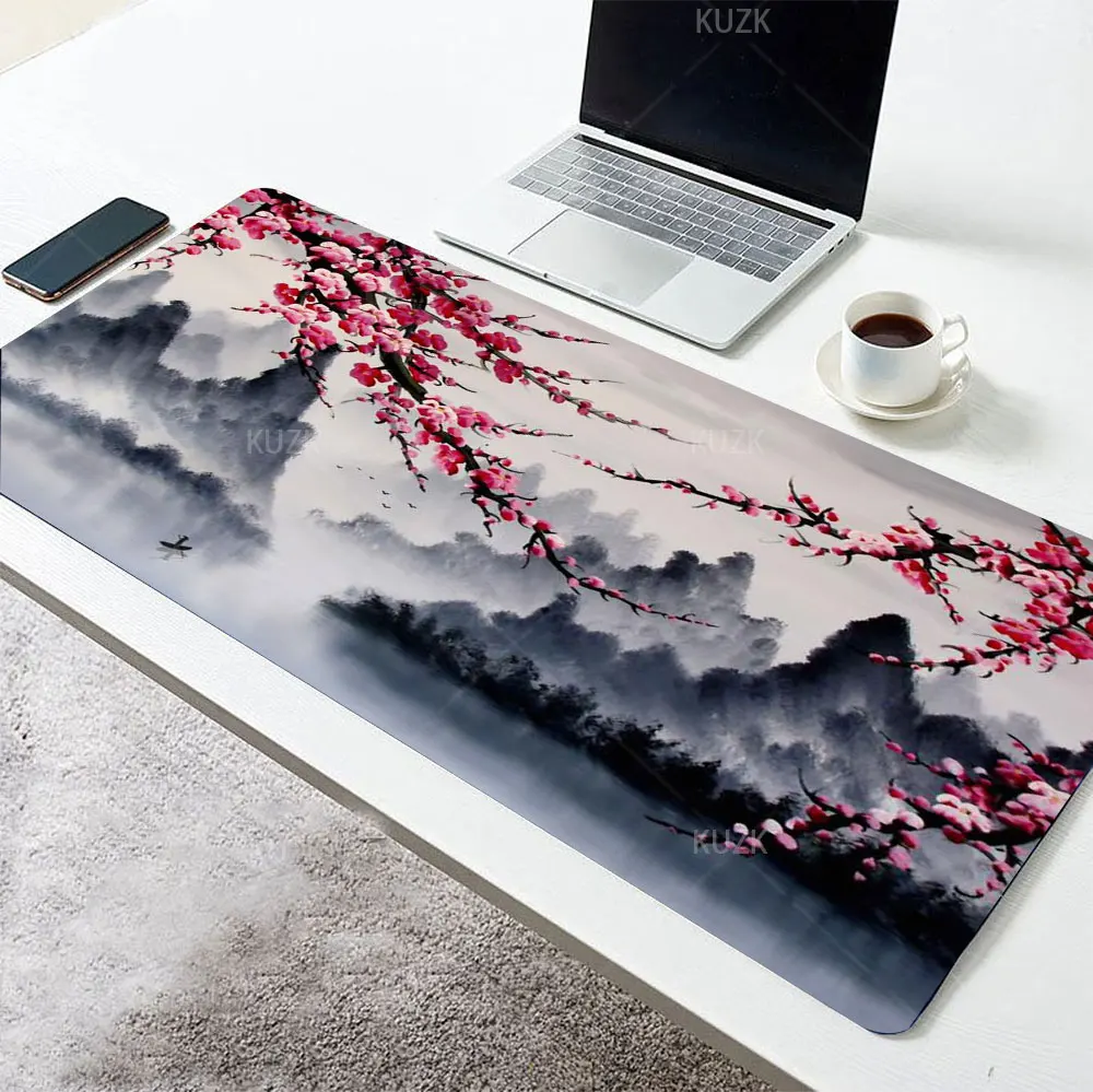 Cherry Blossom Gaming Mouse Pad, Sakura Watercolor Painting Extended ...