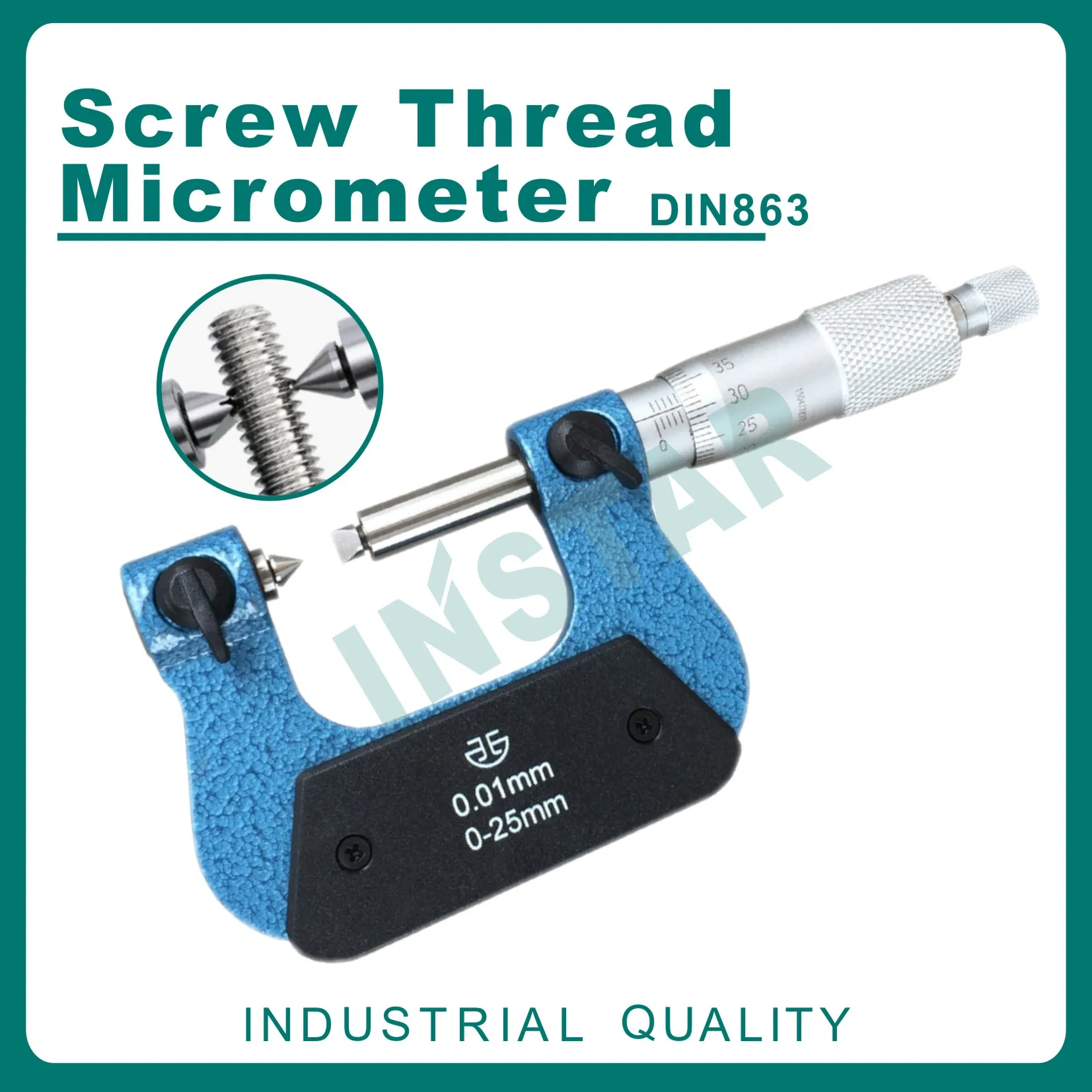 Screw Thread Micrometer 0-25mm 25-50mm Industrial Quality With 10PCS ...