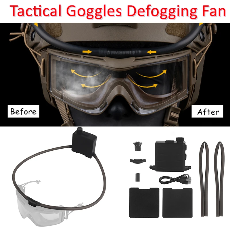Tactical Goggles Anti Fog Ventilation Fan Adjustable Head Strap for ...