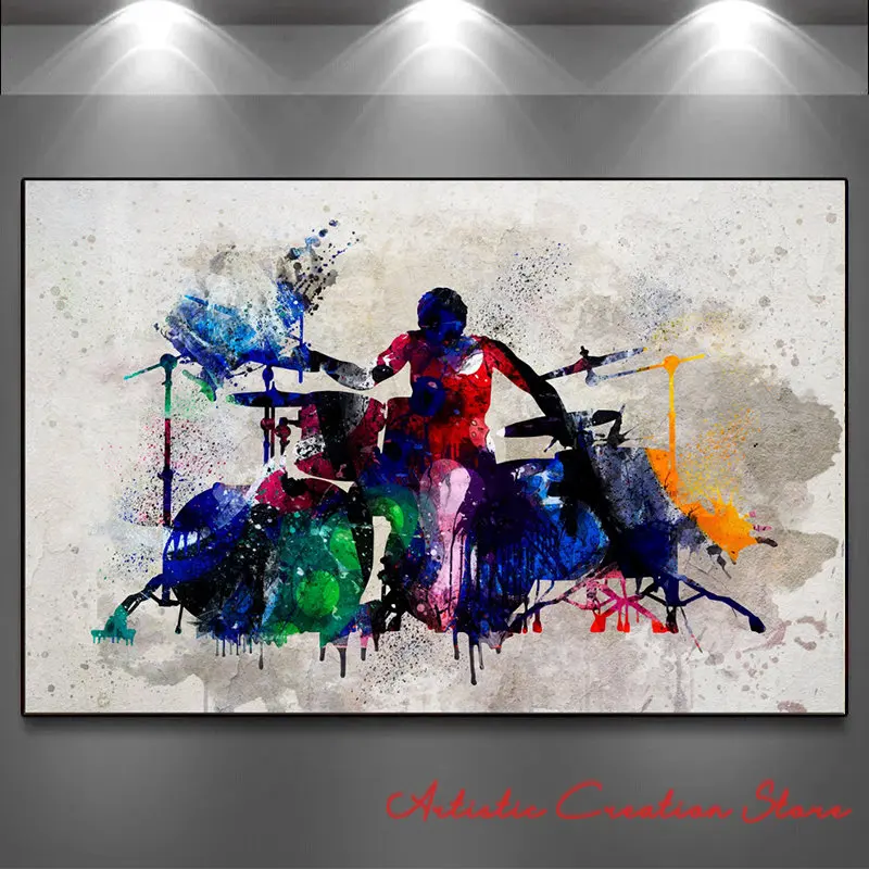 Abstract Drummer Saxophone Player Singer Poster Canvas Painting Drum ...