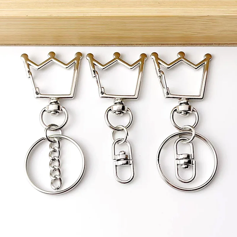 12-24 Pcs Round Keychains Swivel Clasps Catapult Clasps Crown Keychains ...