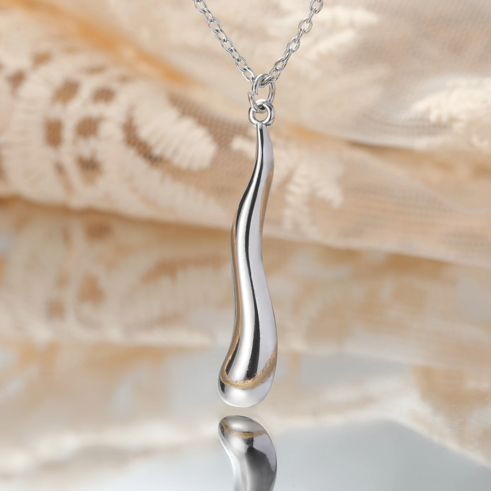 Cazador Water Drop Tear Drop Women's Necklace Stainless Steel Trendy ...