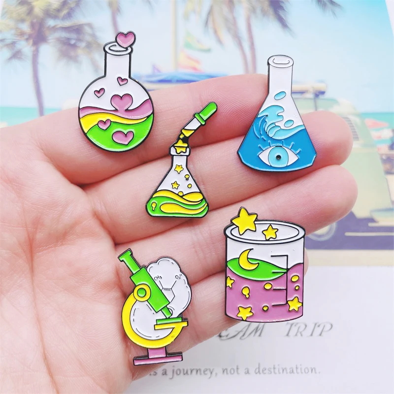 Creative-Geometric-Chemistry-Experiment-Beaker-Enamel-Pins-Equipment ...