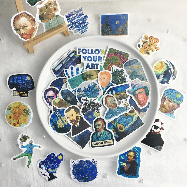 10/40PCS Work Art Van Gogh Stickers Starry Night Decal, 51% OFF