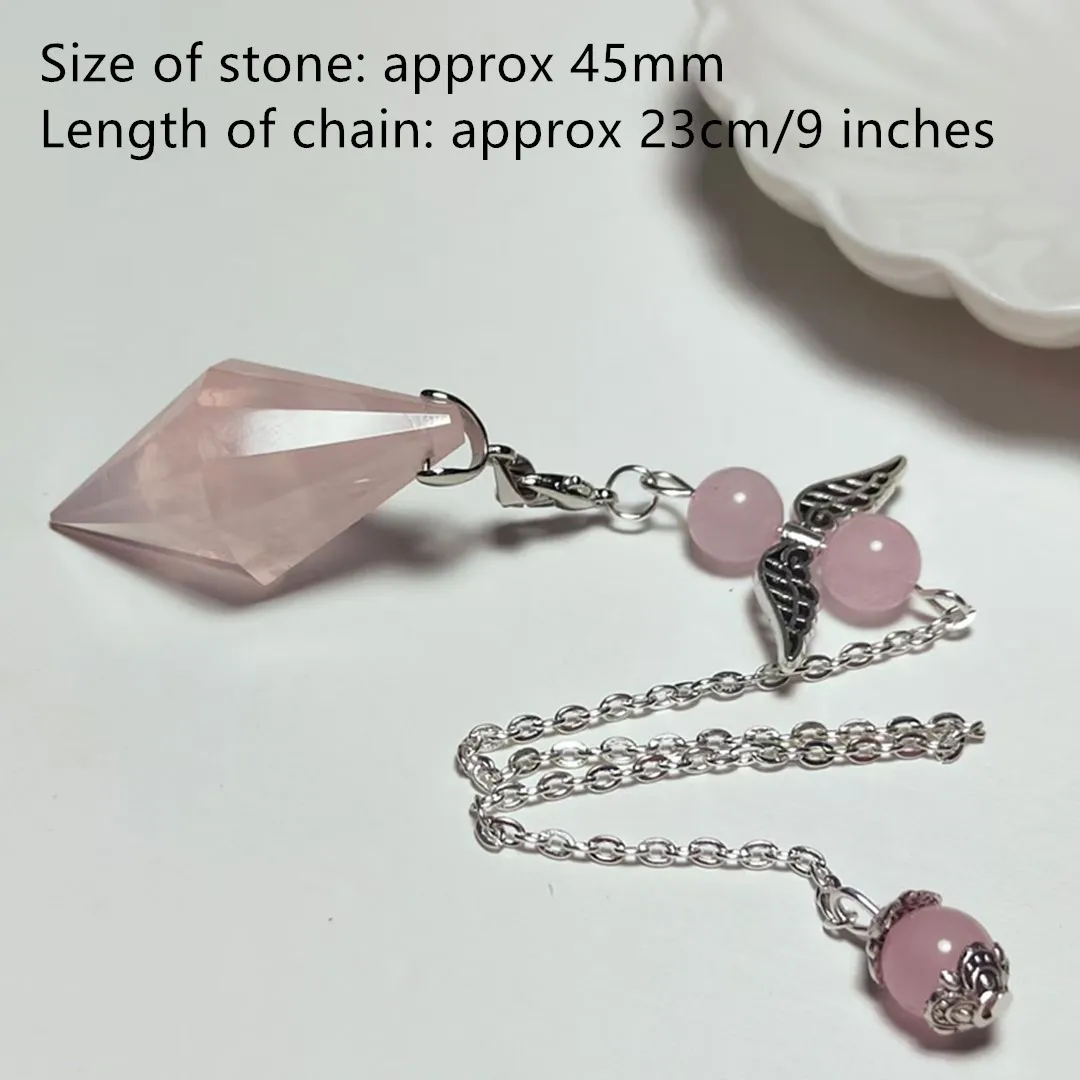 1-Pc-Fengbaowu-Natural-High-Quality-Rose-Quartz-Pendulum-Divination-Pendant-Hexagonal-Prism ...