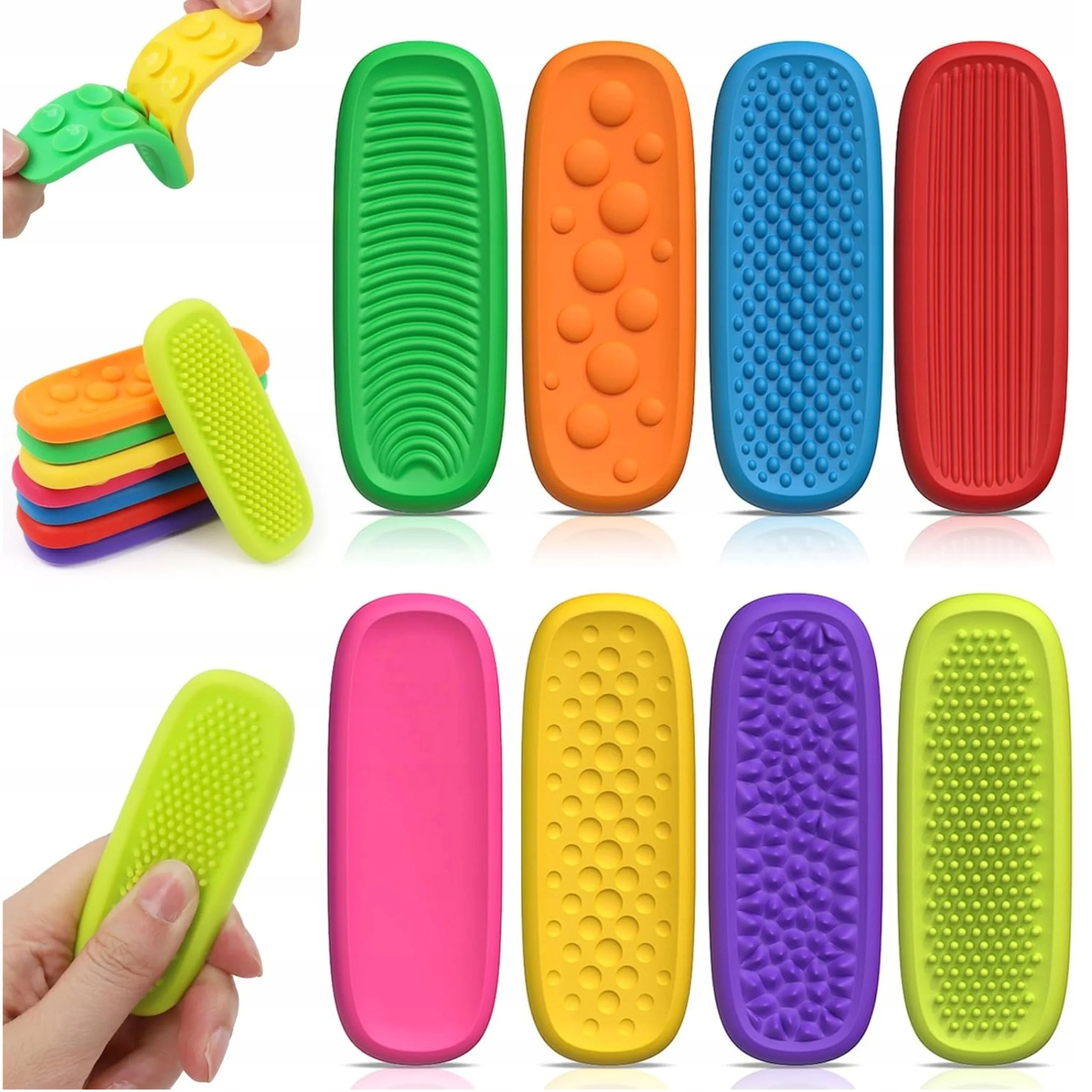 8pcs EDC Fidget Bar Silicone Sensory Stone Antistress Sensory Fidget ...