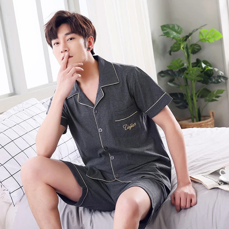 Plus Szie Men's Pajama Set Summer Comfortable Men Sleepwear Short ...