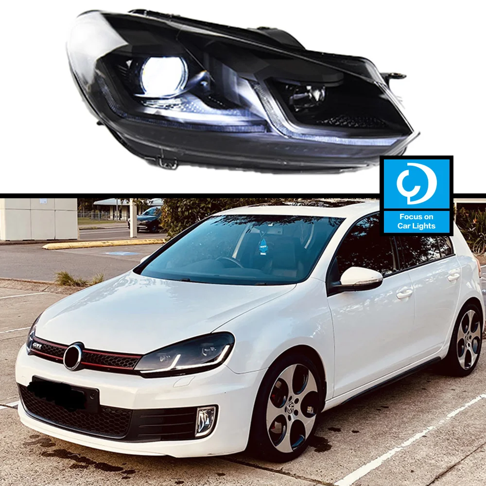 Car-Front-Headlight-For-VW-Golf-6-MK6-R20-2009-2012-Black-Samurai-Style ...