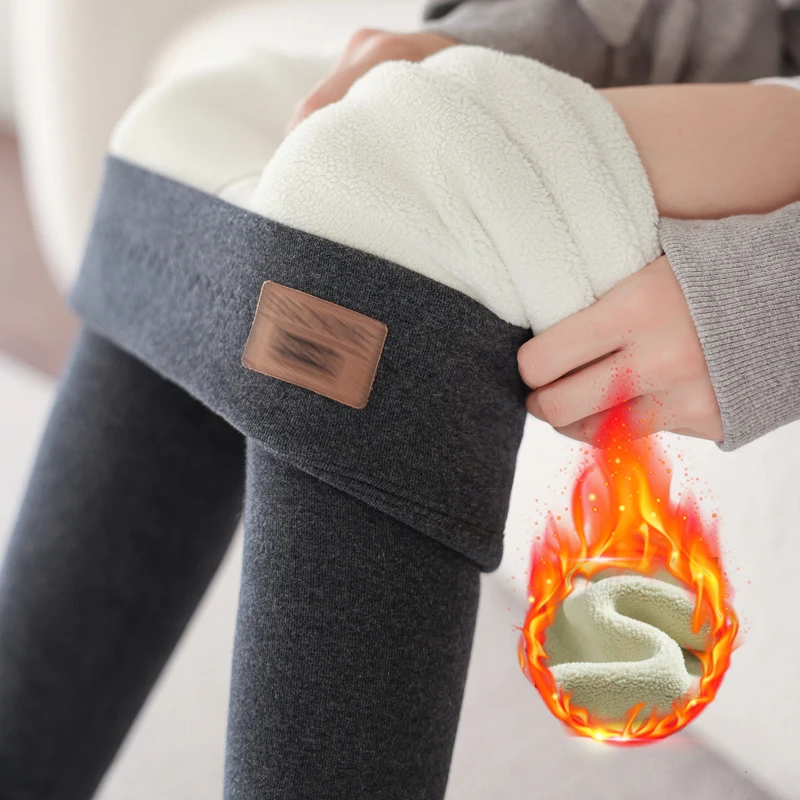 Women-Solid-Thicken-Warm-Leggings-Lamb-Fleece-Thermal-Legging-Ski-Pants ...
