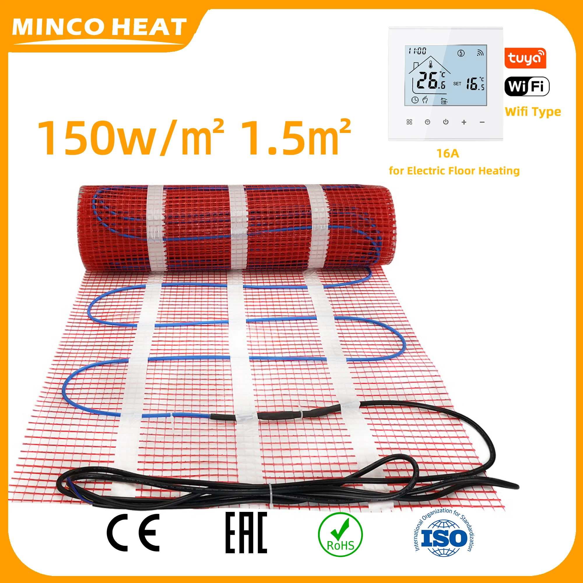 Minco-Heat-150w-1-5-Tile-Cement-Heating-Floor-Cable-Electric-Warm-Mat ...