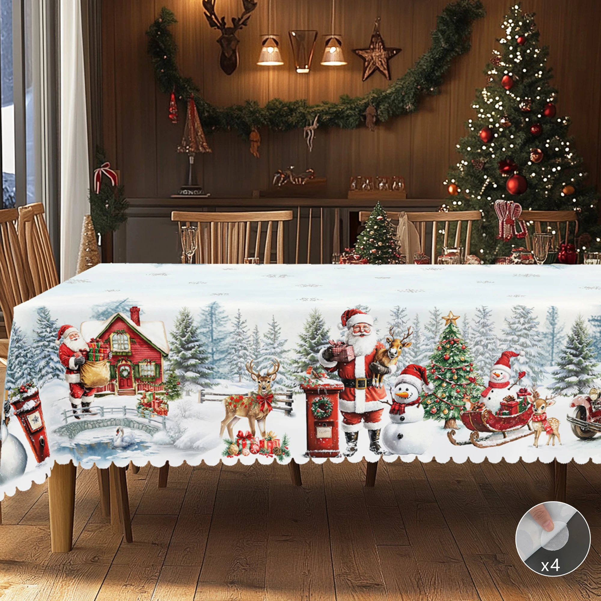 1 Piece of Merry Christmas Themed Printed Tablecloth, Retro Country ...