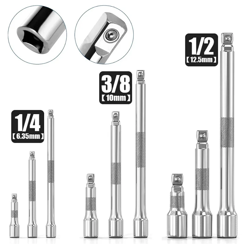 50-100-150-250mm-Socket-Ratchet-Wrench-Extension-Bar-1-4-3-8-1-2 ...
