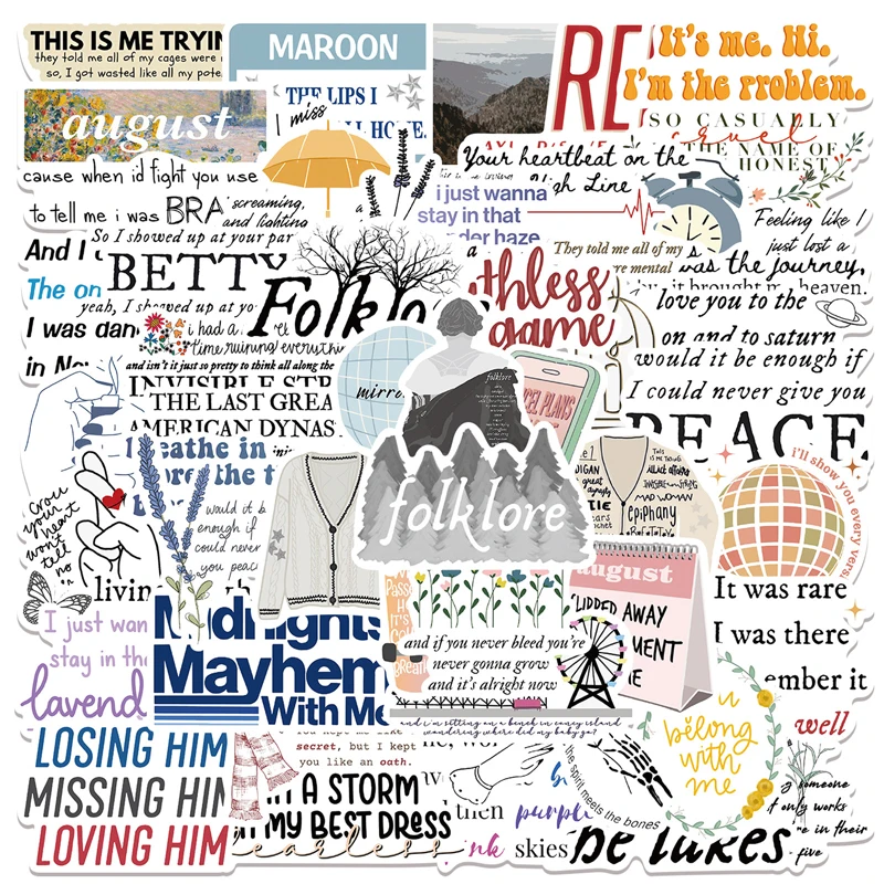 10-30-50pcs-pack-Taylor-Lyrics-of-Music-Album-Swift-Graffiti-Stickers ...