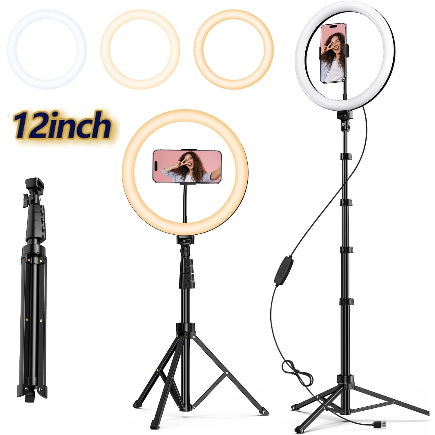 12-30cm-Ring-Light-160cm-Tripod-Stand-and-Phone-Holder-Selfie-LED ...