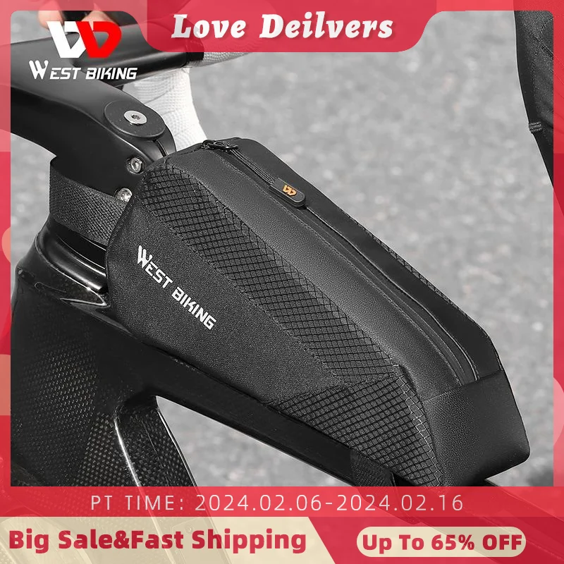 WEST BIKING Portable Bicycle Front Frame Bag Lightweight Mini Top Tube Bag 3D Shape Support Aero ...
