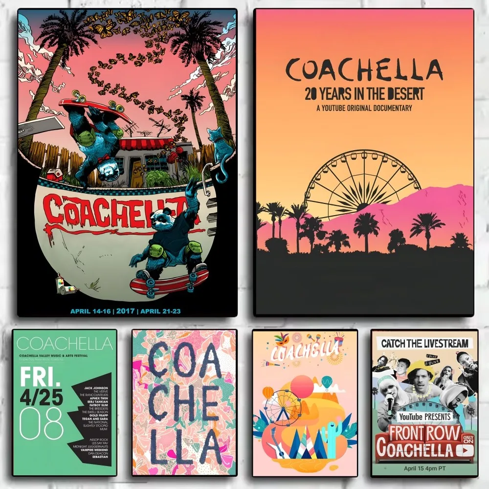 Hot Coachella Festival Poster HD art sticky wall waterproof home living ...