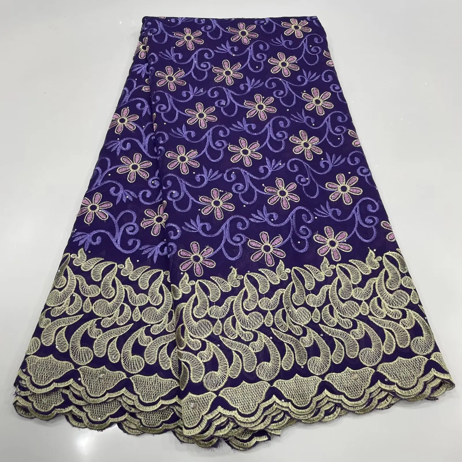 5-yard-Swiss-lace-fabric-beaded-embroidery-African-Lace-with-Stones ...