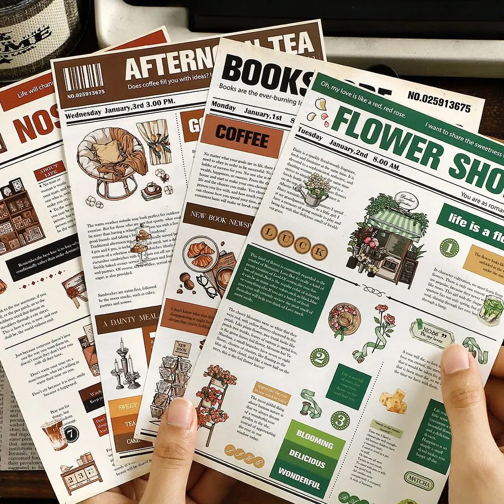 Card-Lover-2-Pcs-Life-Newspaper-Clippings-Vintage-Journal-Stickers ...