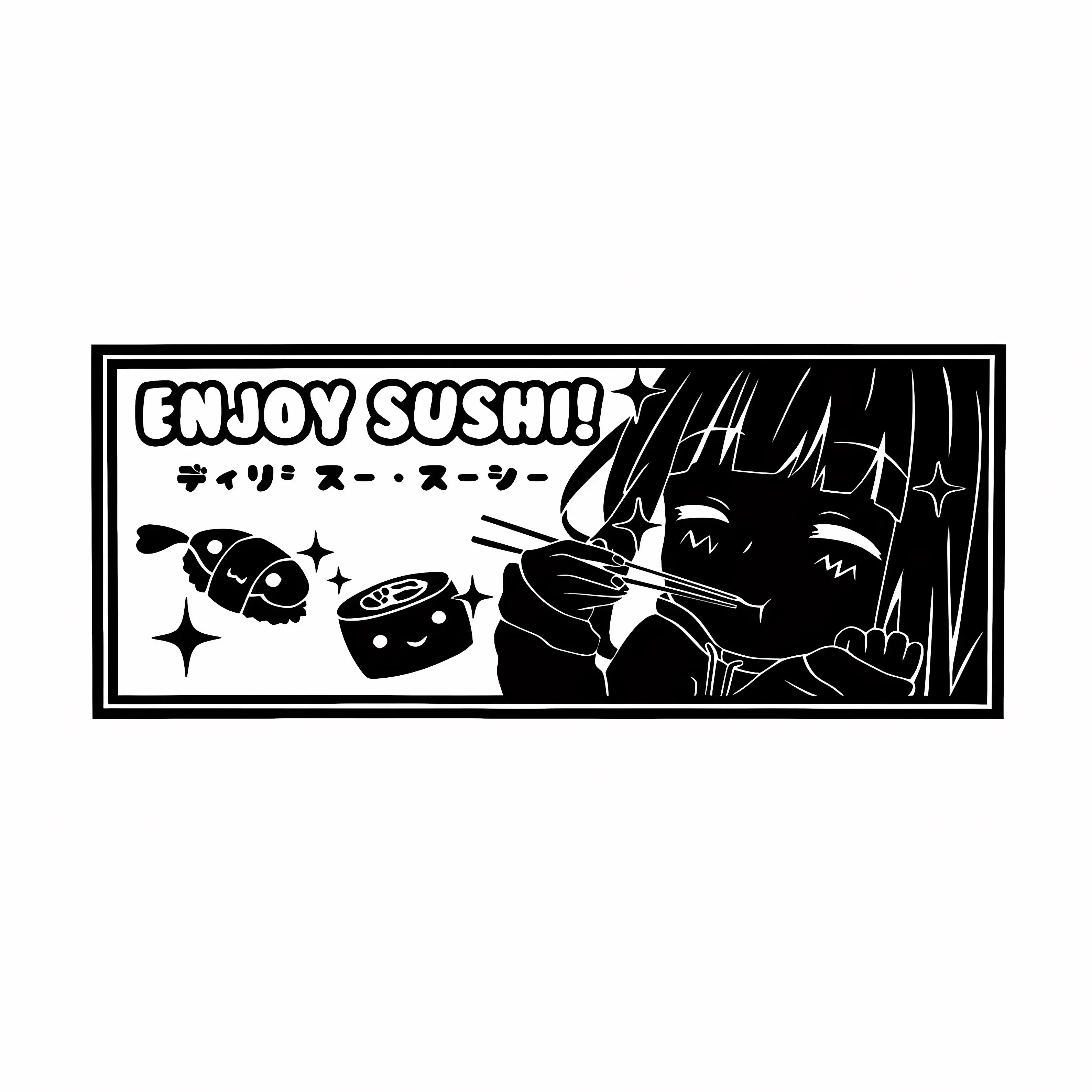 Car-Sticker-Cute-Anime-Enjoy-Sushi-Charm-Kawaii-Die-Cut-Vinyl-Decals ...