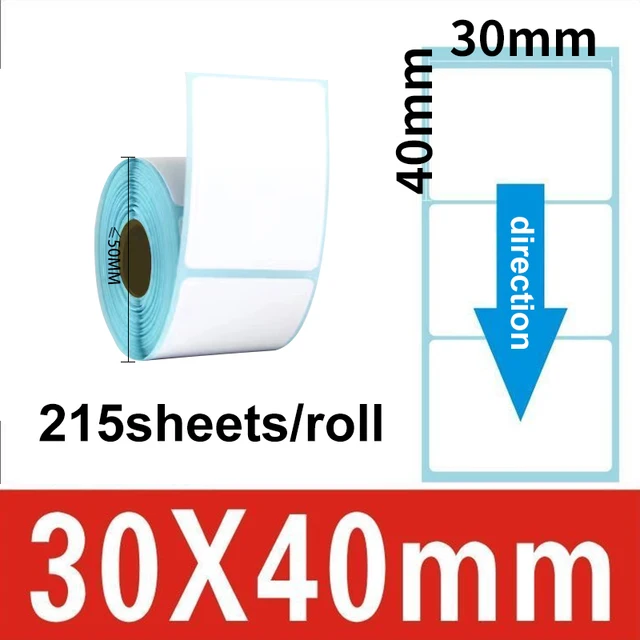 30-50mm Multiple Size Thermal Stickers White Blank Labels For 58mm ...