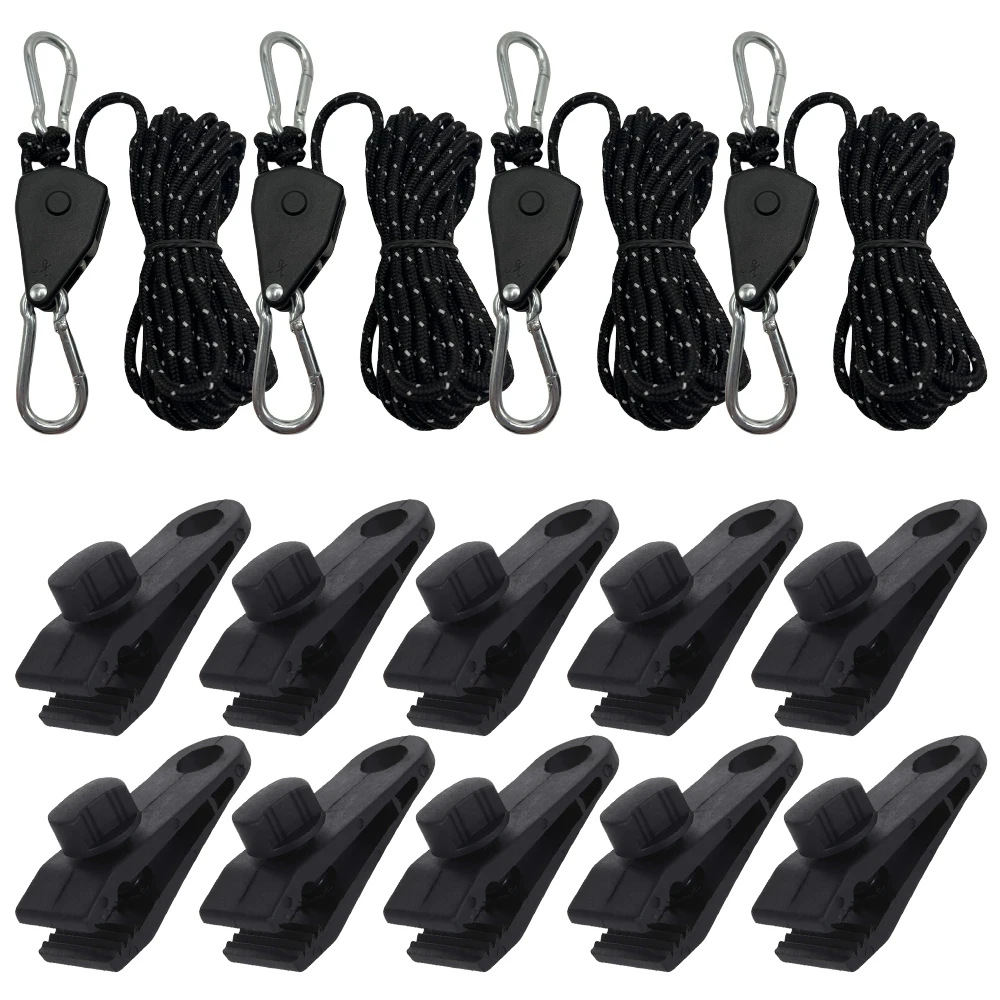 10-Pcs-Tent-Canopy-Awning-Clip-4Pcs-4m-Camping-Tent-Tie-Down-Rope ...
