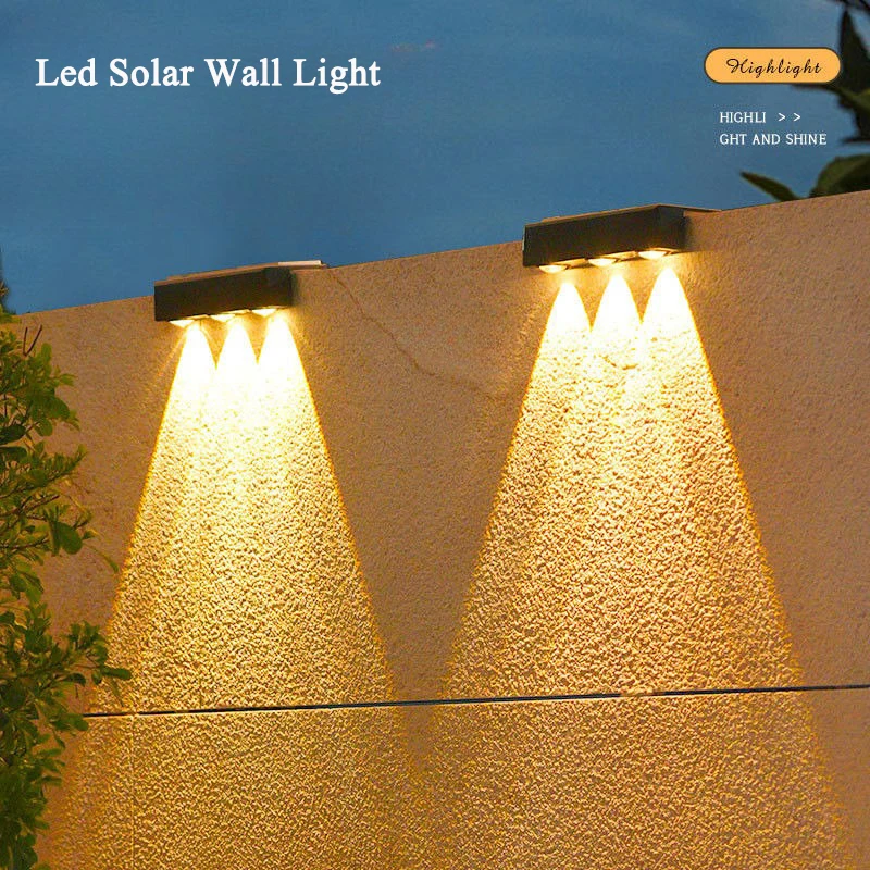 Solar Wall Washing Lamp 3 LED Waterproof Outdoor LED Wall Light ...