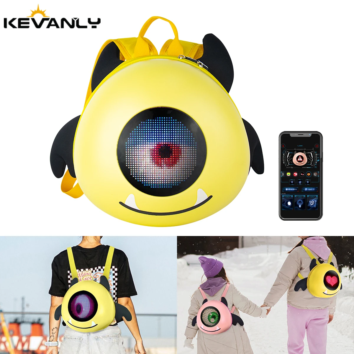 Little Devil Led Luminous Eyes Backpack Children Schoolbag Girl Travel ...