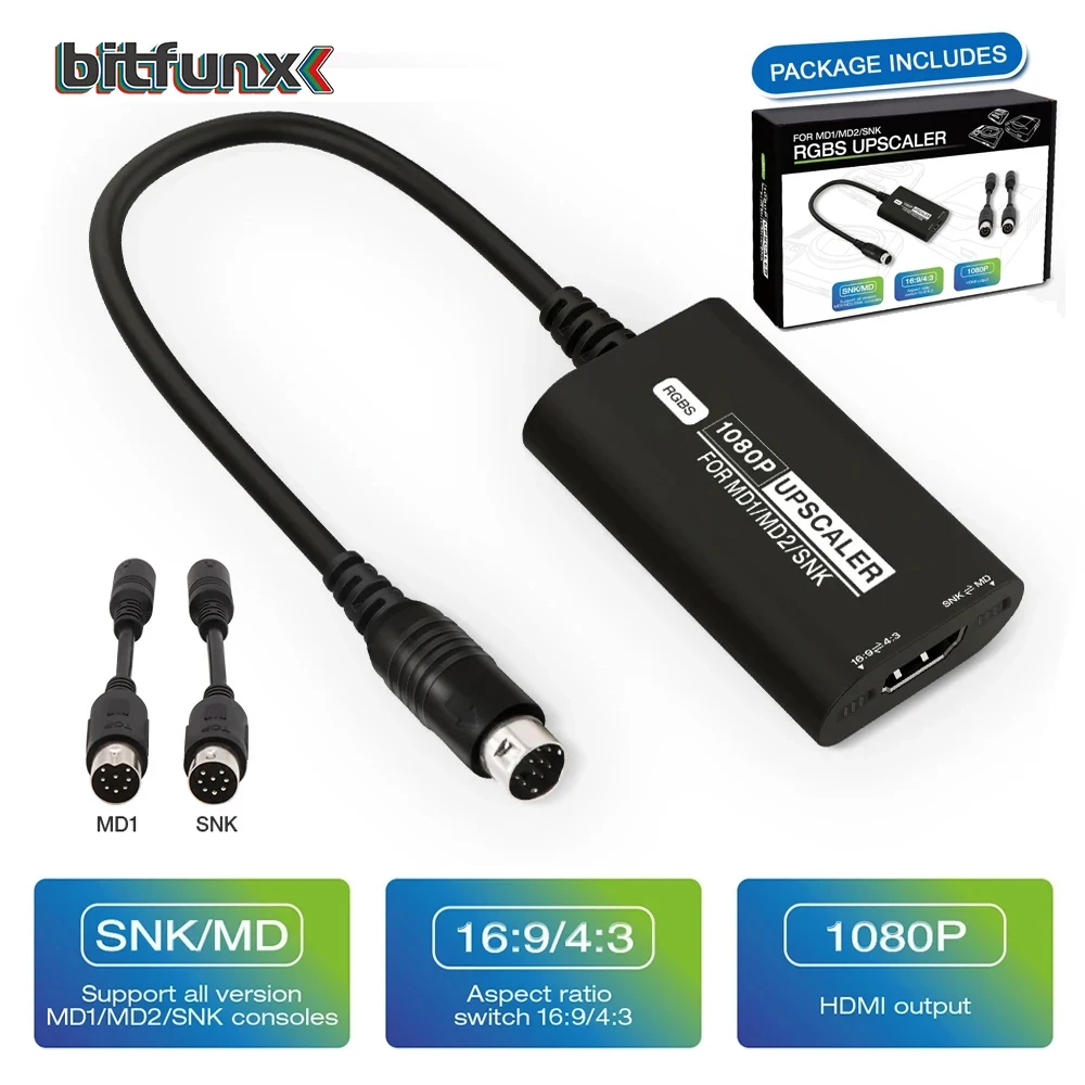 BitFunx-RGBS-Upscaler-para-consola-de-juegos-SEGA-MD1-MD2-SNK-1080P ...