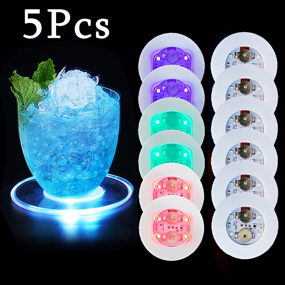 5/1Pcs LED Luminous Coasters Colorful 3 Modes Bottle Stickers Lights ...