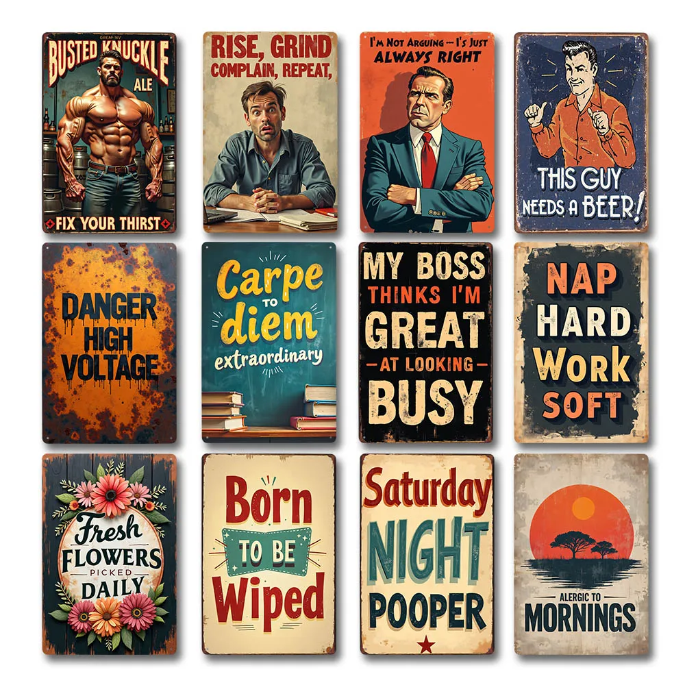 Retro Metal Signs Humorous Quotes Wall Art Home Decor Tin Plaques ...
